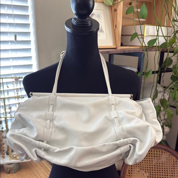 Emporio Armani | Bags | Vintage 9s Emporio Armani White Leather Scroll ...